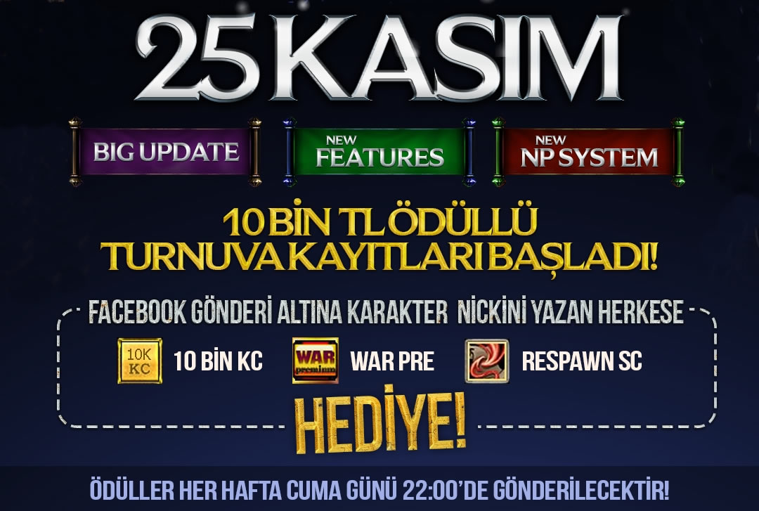 25 KASIM ( 10.000 TL TURNUVA KAYITLARI BAŞLADI ) | ArdreamWorld - Ko Cuce - Knight Online ...